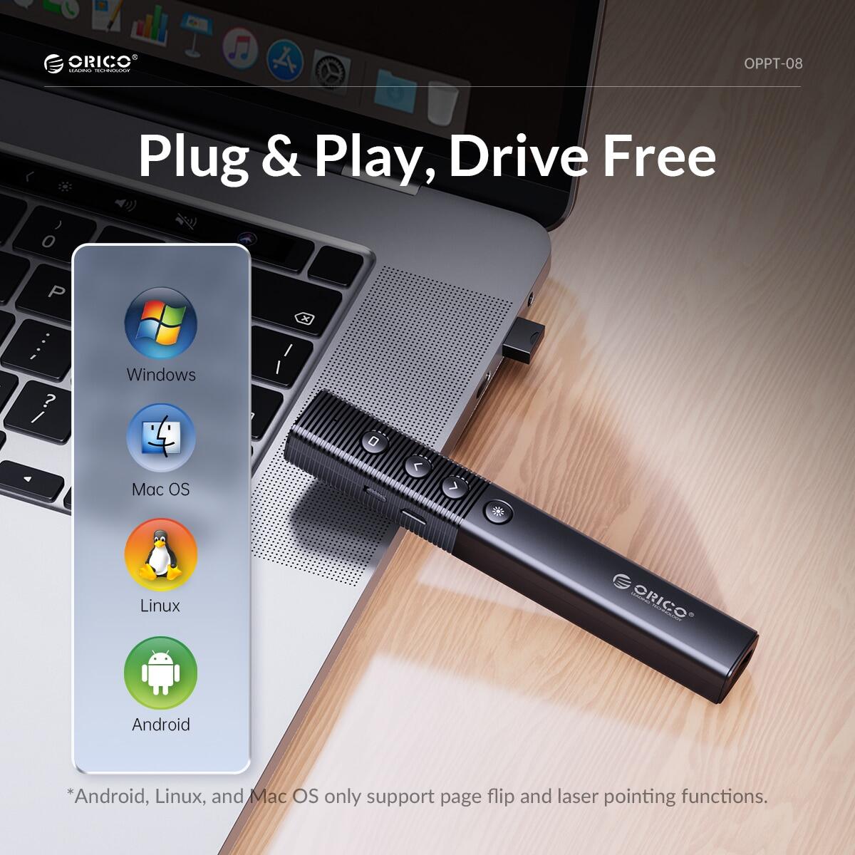 ORICO OPPT-08 MULTI-FUNCTIONAL WIRELESS USB LASER PRESENTATION CLICKER ...