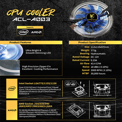 AITC Kingsman ACL-A003 CPU Cooler Price in BD