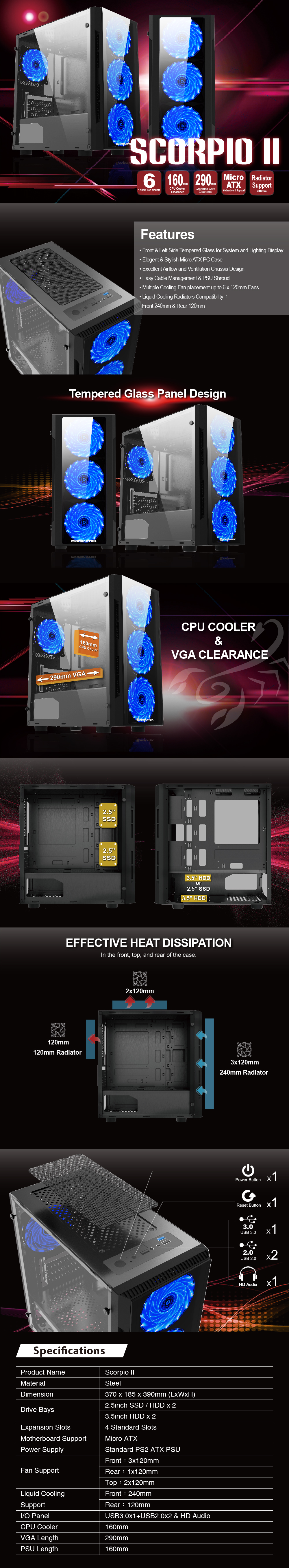 XIGMATEK SCORPIO II Tempered Glass m-ATX Case Price in Bangladesh