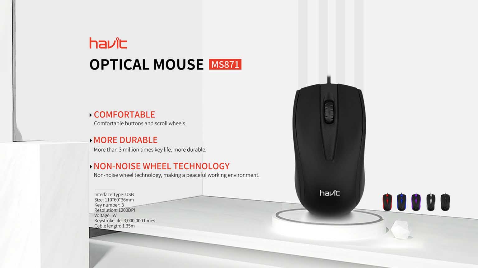 buy HAVIT MS871 OPTICAL USB MOUSE with the best price in TechlandBD ...
